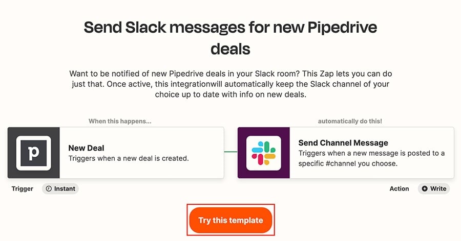 Zapier: Get notifications in Slack of new Pipedrive deals - Knowledge Base | Pipedrive